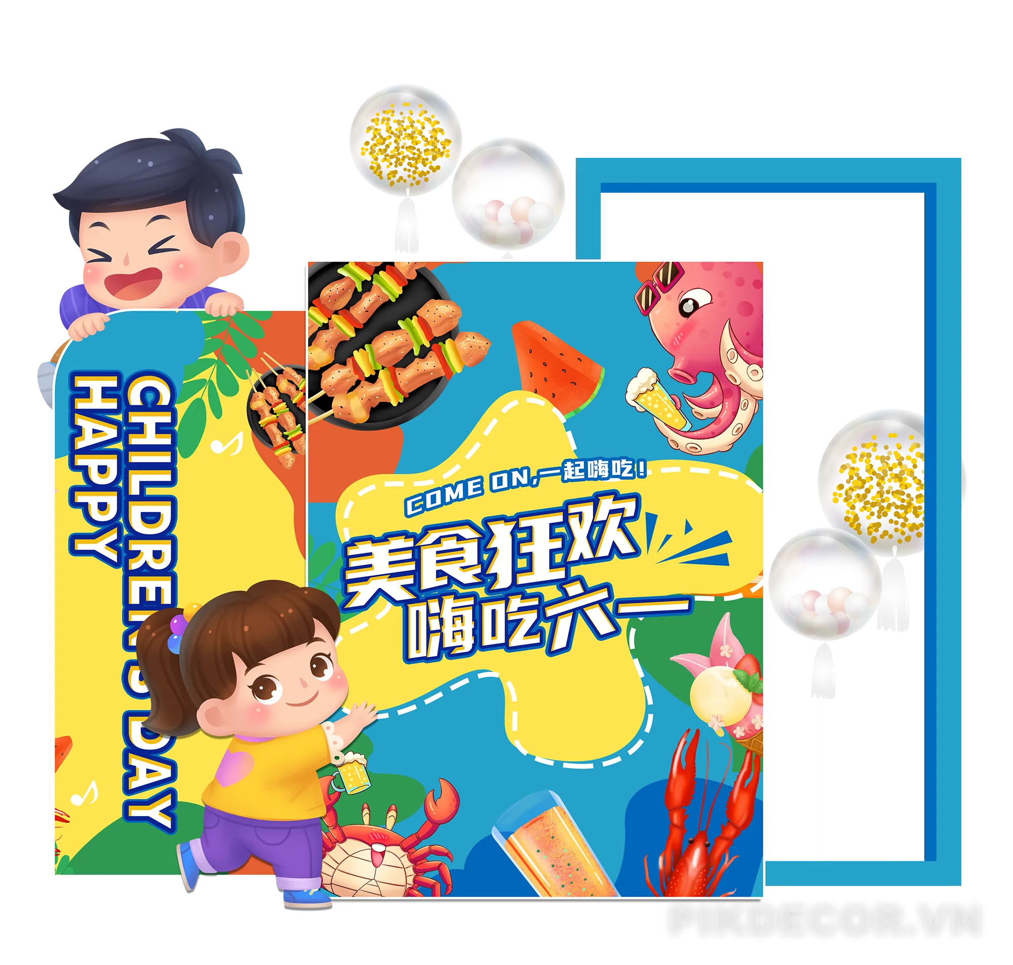 Mẫu Backdrop Quốc Tế Thiếu Nhi 1/6 Vector Psd Thiết Kế Đẹp In Khổ Lớn ...